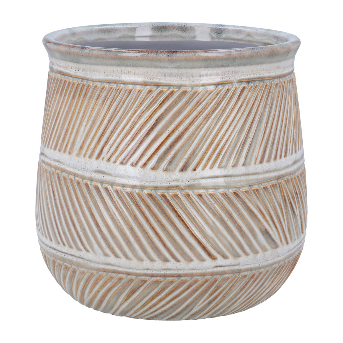 Stoneware Pot Cover 15.5cm - Natural Hatch Design – Olive and Olive ...