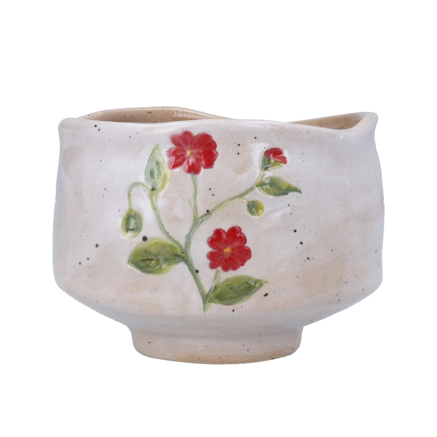 Stoneware Bowl - Meadow/Red Flower – Olive and Olive Interiors