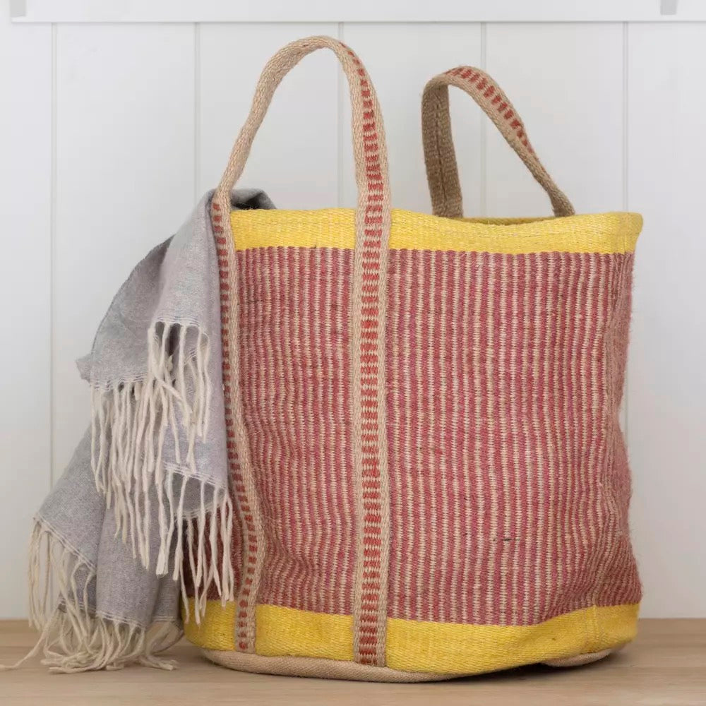 Jute Storage Bag Pink – Olive and Olive Interiors