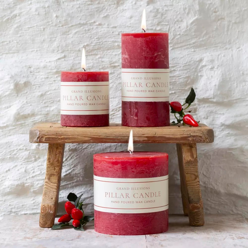 Rustic Pillar Candle Lipstick Red 7x7.5cm – Olive and Olive Interiors