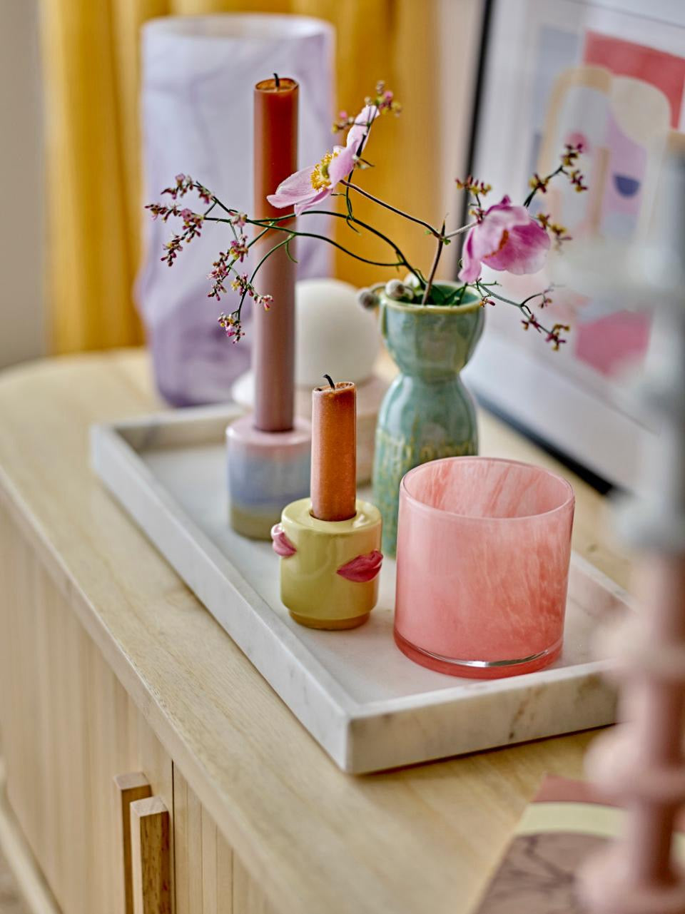 Majsa Rectangular Tray, White, Marble – Olive and Olive Interiors