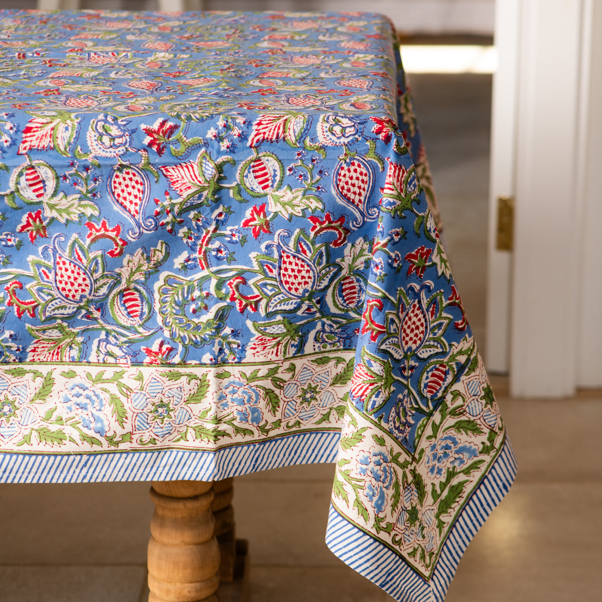 CHAMKEE Cotton Hand Block Printed Tablecloth – Olive and Olive Interiors