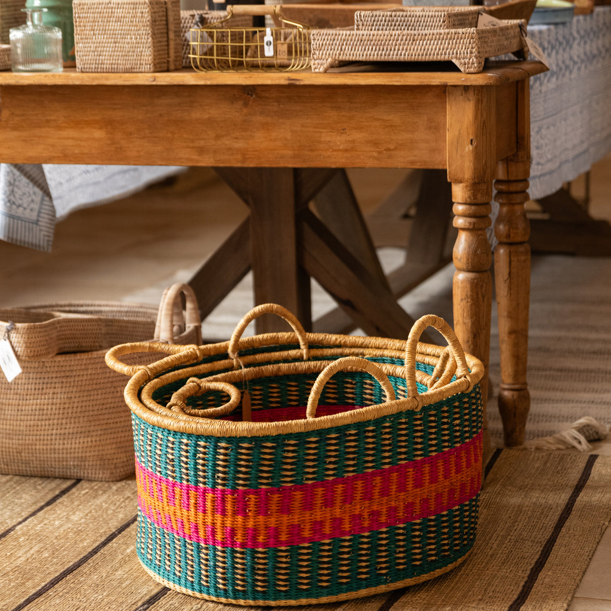 Round Baskets With Handles Afia 3 sizes – Olive and Olive Interiors