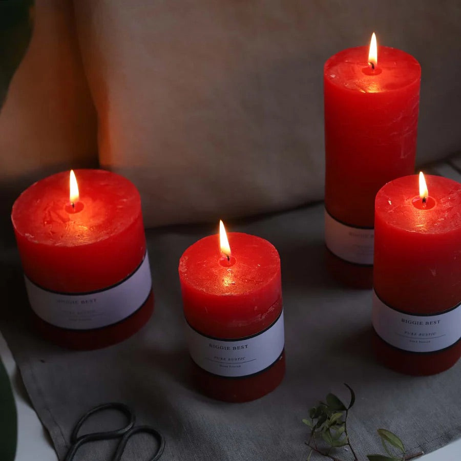 RUSTIC PILLAR CANDLE DEEP RED - 3 sizes – Olive and Olive Interiors